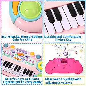 Cozybuy Toddler Piano Toy Keyboard, 24 Keys Toy Piano for Baby, Multifunctional Baby Piano Girl Toys Kids Piano Keyboard Toy for Toddlers, Birthday Gifts for 1-6 Years Old Boys and Girls Gifts