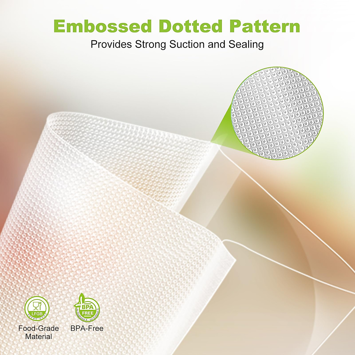 Bonsenkitchen 11” x 150’ Food Vacuum Seal Roll Keeper with Cutter, Vacuum Sealer Bags Rolls for Food Storage, Commercial Grade, BPA Free, Great for Meal Prep and Sous Vide Cooking