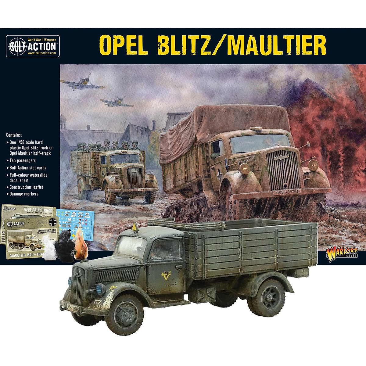 Bolt Action Opel Blitz/Maultier Truck 1:56 WWII Military Wargaming Plastic Model Kit