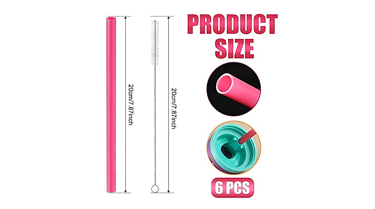 Owala Replacement Straws - 6 Pack with Cleaning Brush
