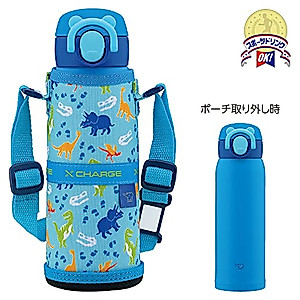 Zojirushi SM-UA48-AJ Water Bottle, Kids, One-Touch Stainless Steel Mug, Seamless, 1.6 fl oz (0.48 L), Dinosaur Blue