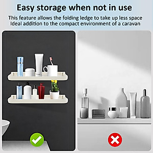 KTZCTPCA 2Pcs RV Foldable Shelf, 12 Inch Easy to Install RV Drop Down Shelf, Space Saving Fold Down Wall Shelf, Wall Mounted RV Floating Shelf, RV Fold-Down Storage Panel Compact Camper Accessories