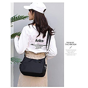 Womens Handbags Crossbody Bag Lightweight Nylon Hobo Purses Casual Shoulder Messenger Bag for Grils Waterproof Black