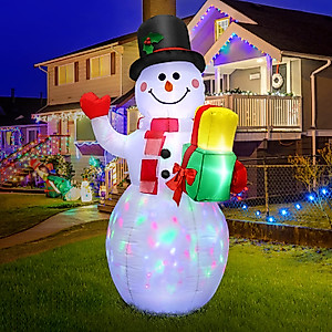 Christmas Inflatables Snowman Outdoor Yard Decorations, 5 FT Christmas Blow up Snowman with Black Top Hat, Built-in LED Lights for Xmas Home Garden Family Prop Lawn Holiday Party Indoor Decor