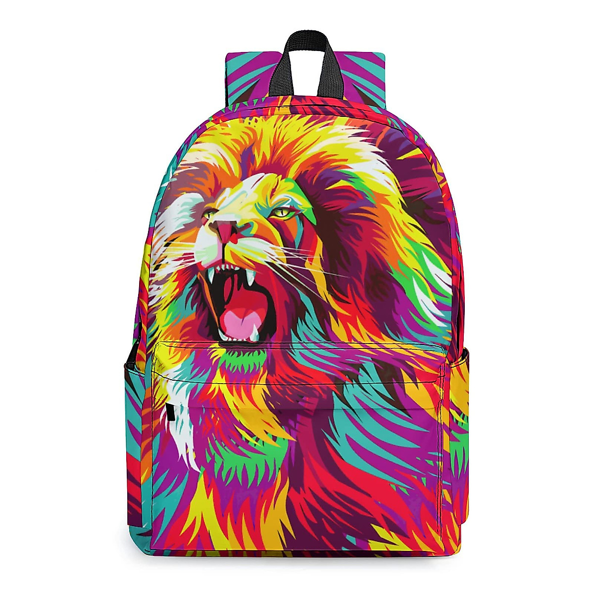 Jdowkoa Lion King Backpack for Boys Girls, Colorful Lion Shoulder Bag for Toddler, Lightweight Waterproof Book Bag Daypack Casual Bag for Toddler Boys Hiking Daypack Casual Bag