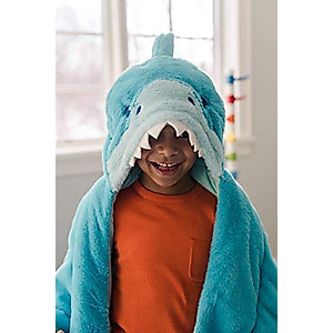 Soft Landing | Everyday Escapes | Character Hooded & Weighted Blanket – Removable 3 lbs. Weights – Ocean Shark