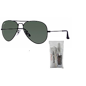 Ray-Ban RB3025 L2823 Black/G-15 Green Metal Aviator Sunglasses For Men For Women + BUNDLE with Designer iWear Eyewear Kit