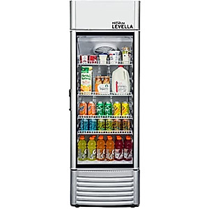 PremiumLevella PRF90DX Single Glass Door Merchandiser Refrigerator -Beverage Display Cooler-9.0 cu ft-Silver