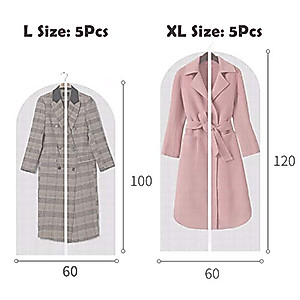 AIDBUCKS Garment Cover Garment Bag Clothes Protector Lightweight Clear Suit Bag (Set of 10) PEVA Breathable Dust Cover for Closet Clothes Storage & Travel