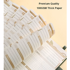 2024 Planner,12 Months Undated Monthly and Weekly Planners,Vegan PU Leather Hardcover A5 Agenda with Elastic Closure,Dotted Grid Pages,3 Bookmarks,Start Anytime - Green