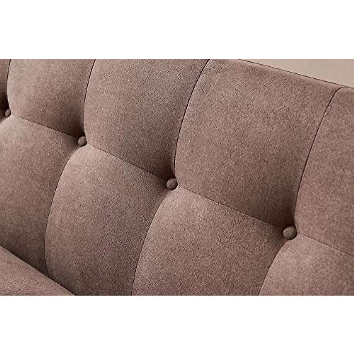 Meiyum Mid-Century Modern Loveseat/Sofa/Couch, with Upholstered Fabric in Brown for Living Room, Bedroom, Office, Apartment - Brown