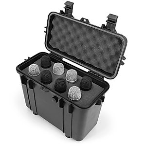 CASEMATIX Microphone Hard Case for 8 Mics Compatible with Sennheiser, Shure, Audio-Technica Microphones and Other Wireless Mic System Transmitter Receiver Microphones - Case Only