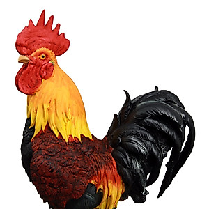 Ebros Large Decorative Rooster Chicken Statue 13.5" H Sunshine Crow Rural Country Barnyard Farm Animal Chicken Hen Kitchen Home Decor Sculpture Great for Farm Owners Nature Lovers