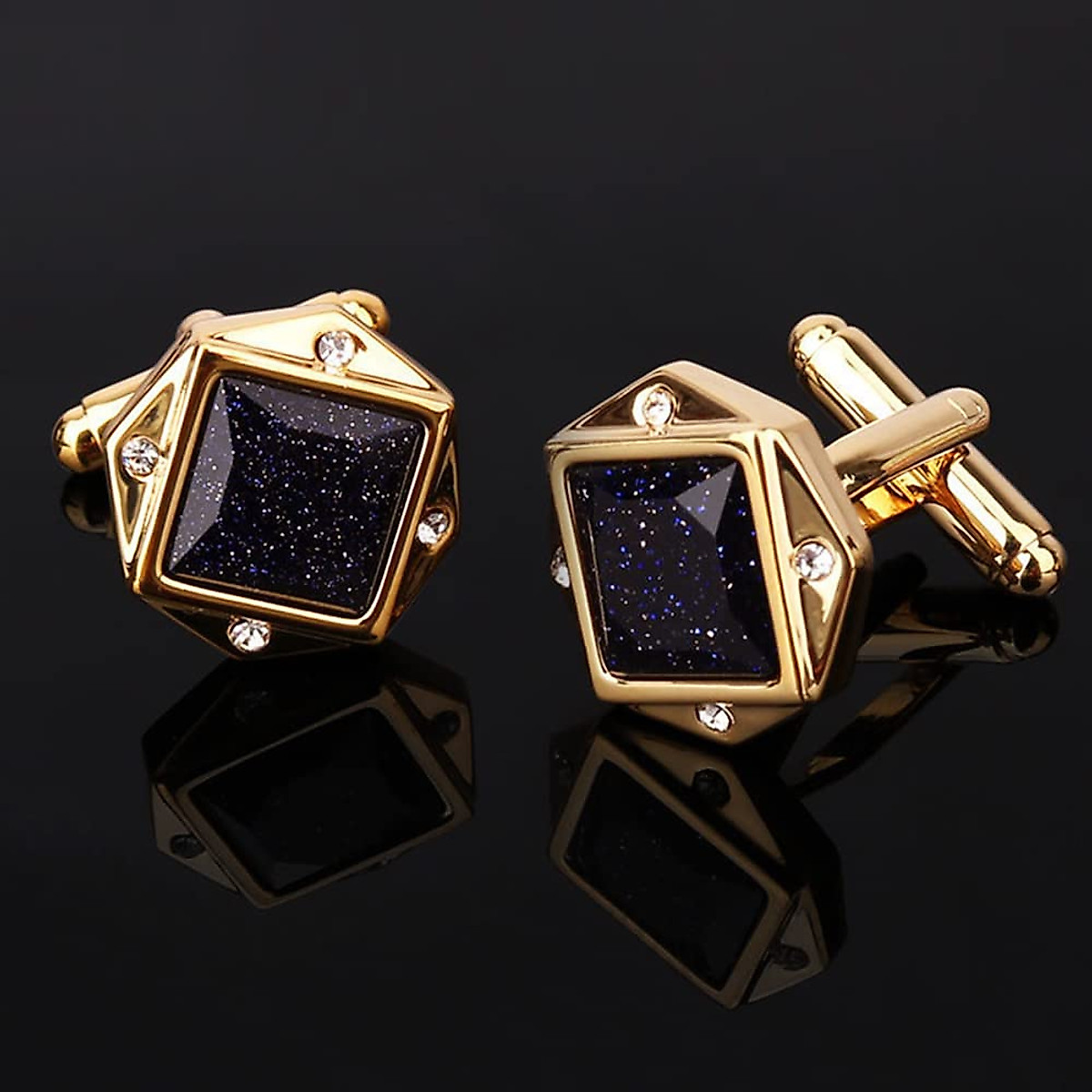 CLEECOO Men’s Tie Clip and Cufflinks Set with Gift Box (6pcs Tuxedo Studs Giveaways) for Wedding Anniversary Birthday or Business