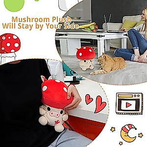 KOPHINYE Mushroom Plush Mushroom Cow Plush Pillow - 12" Cute Mushroom Stuffed Animal - Squishy Mushroom Cow Plushie for Kids - Home Decor Brithday Gift for Girls Boys