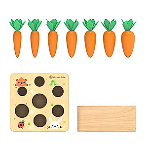 NIWWIN Educational Wooden Toys for Toddlers, Carrots Harvest Shape Size Sorting Game, Developmental Montessori Toys for Boys and Girls Preschool Learning Fine Motor Skill