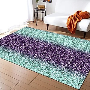Fantasy Staring Non-Slip Area Rugs Room Mat- Purple and Teal Marble Home Decor Floor Carpet for High Traffic Areas Modern Rug Kitchen Mats Living Room Pads, 2'x3'
