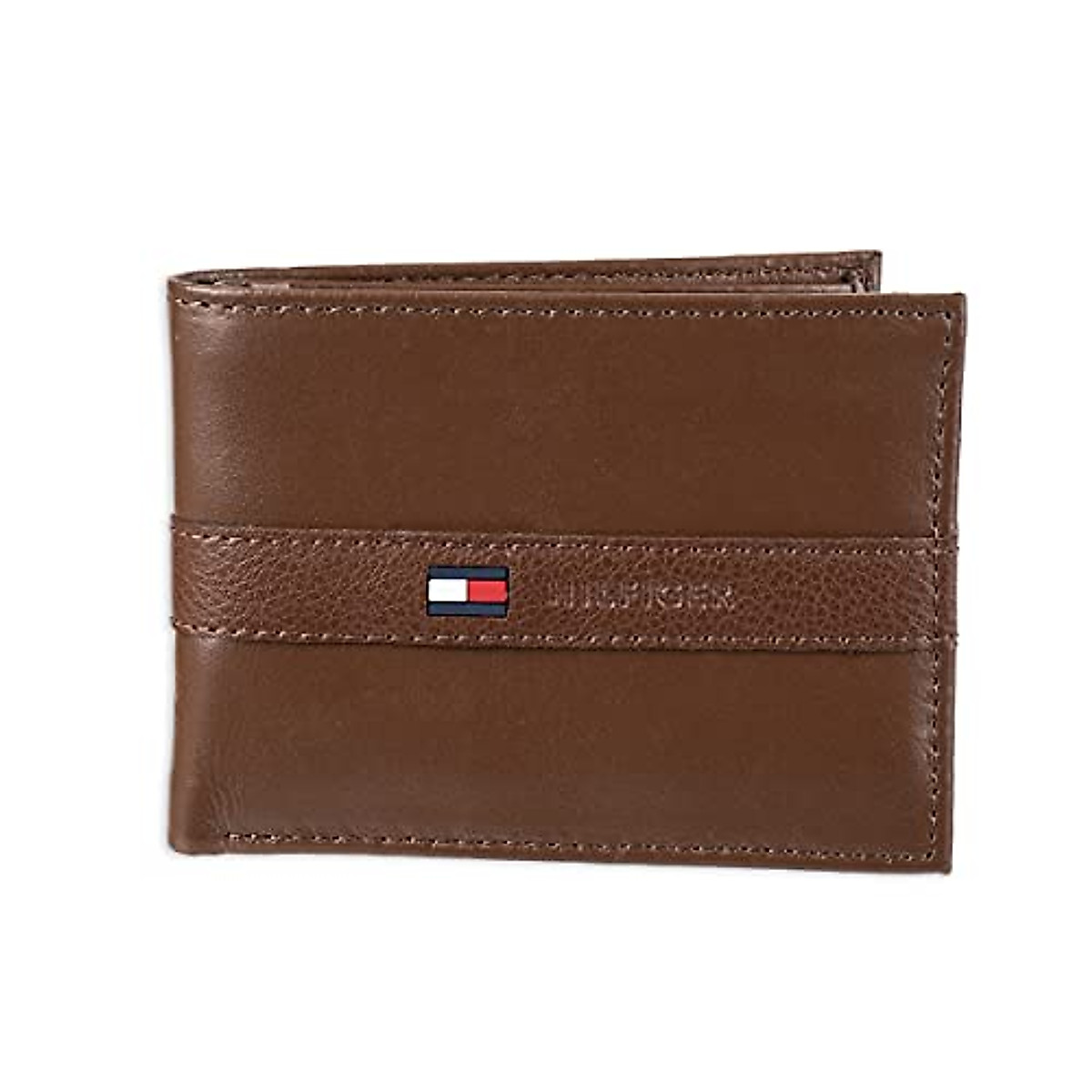 Tommy Hilfiger Men's Leather Wallet - Thin Sleek Casual Bifold with 6 Credit Card Pockets and Removable ID Window, Light Tan