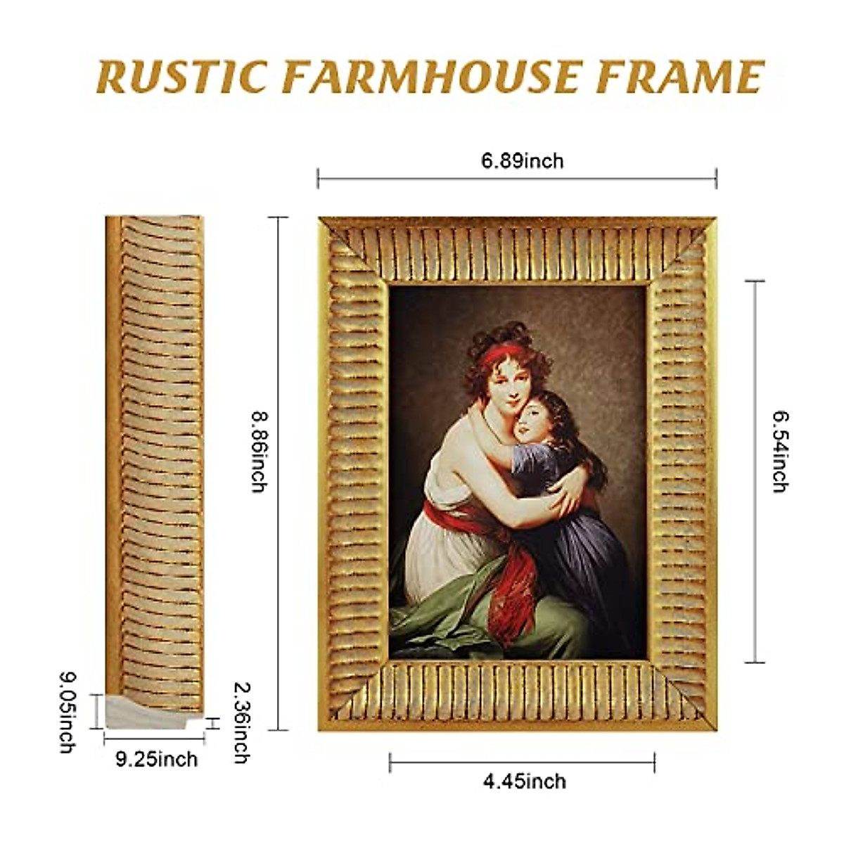 XUANLUO 5x7 Inch Picture Frames Vintage Baroque Style Gold Photo Frame with HD Glass Front Antiqued Wall Mount or Tabletop Display