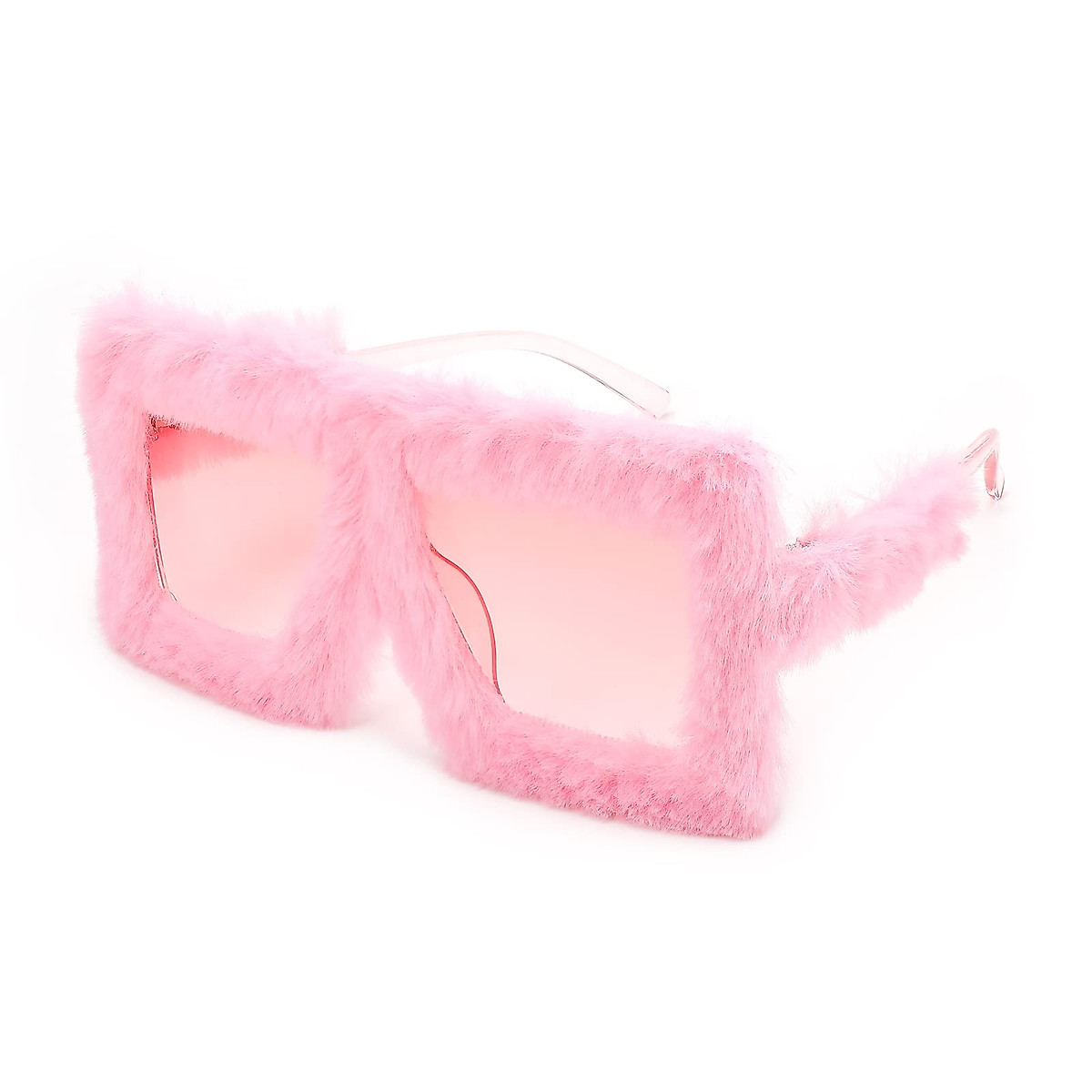 Karsaer Vision Plush Fuzzy Flat Top Fashion Square Large Shades Punk Soft Velvet Shade Party Eyewear…