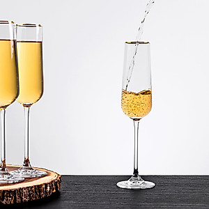 The 7th Beryl CRYSTAL LUXE Champagne Flutes, 24k Gold Champagne Glasses Set of 4, Hand blown Crystal Champagne Flutes Glass,Mimosa glasses, Gifts for Wedding, Anniversary, Women, Men, Birthday