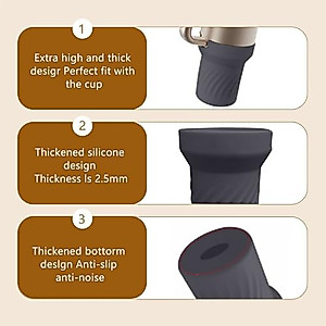 Silicone Boot for Stanley Cup 40 oz Quencher,Cup Bottom Protector Sleeve,Water Cup Accessories for Stanley Quencher H2.0 FlowState Tumbler 40oz/Stanley Adventure Quencher Tumbler (40OZ, Gray)