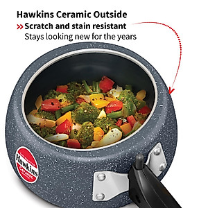 Hawkins 1.5 Litre Ceramic Nonstick Pressure Cooker, Induction Inner Lid Cooker, Granite Contura shaped Cooker, Best Cooker (ICC15)
