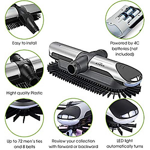 Aniva Motorized Tie Rack Best Closet Organizer with LED Lights, Automatic Rotation Operates with Batteries (72 Ties)