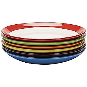 Amethya │ Premium Ceramic Colorful Stoneware – Dinner, Meal Plates │ 11" Dishes Set, Scratch Resistant, Microwave, Oven, and Dishwasher Safe │ Assorted Colors - Set of 6