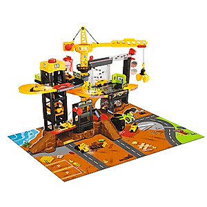 DICKIE TOYS Construction Playset with 4 Die-Cast Cars
