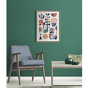 Kate and Laurel Sylvie Mid Century Succulents Framed Canvas Wall Art by Rachel Lee, 18x24 Gray, Abstract Wall Decor