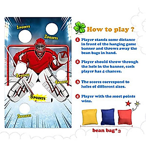 Ice Hockey Toss Games Decorations Banner Backdrop Background Hockey Theme Decor for Indoor Outdoor Hockey Fans Man Boy Birthday Party Baby Shower Photo Studio Booth Props Flag Supplies Favors