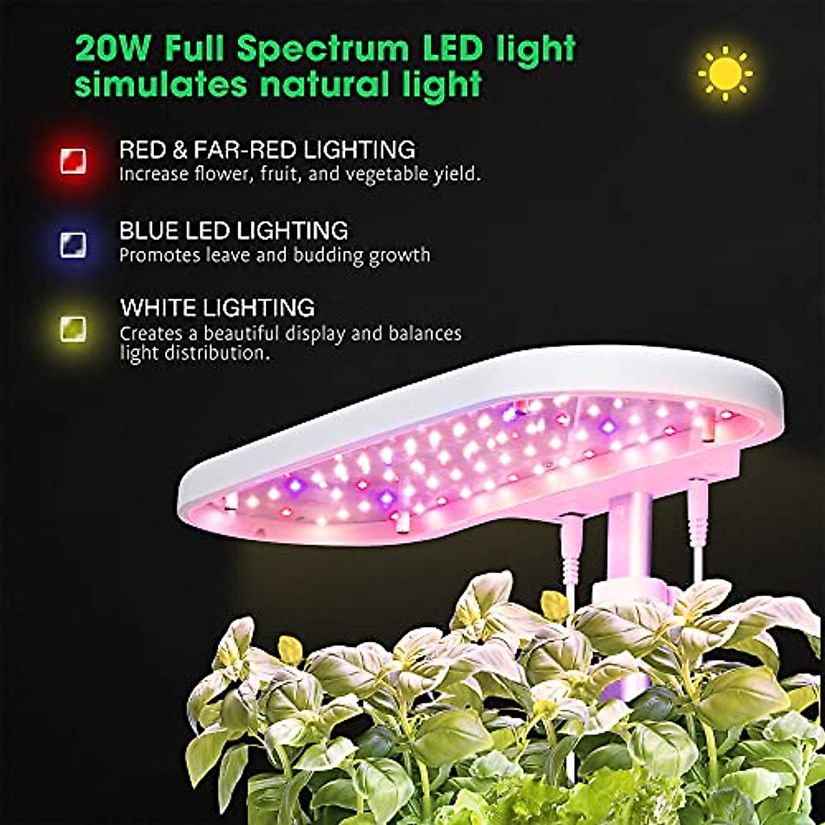 VIVOSUN Hydroponics Growing System, 10 Pods Smart Indoor Herb Garden Kit with Grow Light, 18.5" Height Adjustable Indoor Hydroponic Garden for Fruits, Flower & Vegetables