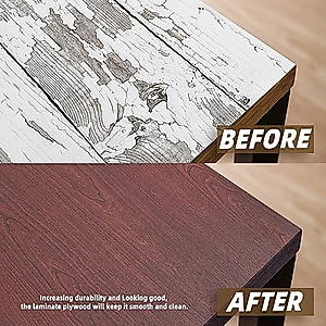 ZYJT Cherry Wood Veneer, 3D Texture Laminate 24" x 48" Non Glued Flexible Durable PVC Wood Veneer Sheets Panels for DIY Table Cabinet Furniture Decorative
