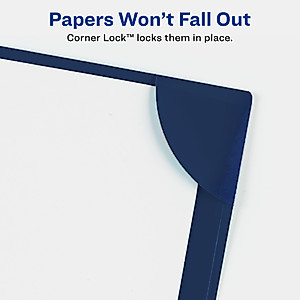 Avery Corner Lock Binder Pocket for 3 Ring Binders, Navy Blue with Clear Front, for 8.5" x 11" Documents, Acid-Free and Archival-Safe, 1 Binder Folder (47838)