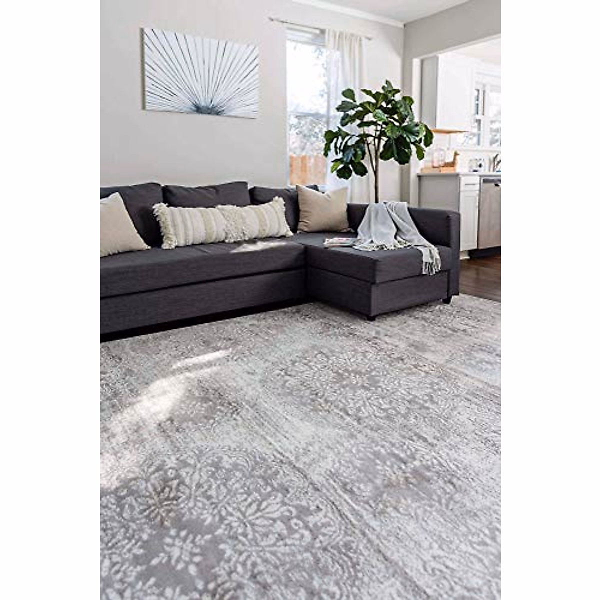 Unique Loom Sofia Collection Area Rug - Grand (9' x 12' 2", Light Gray/ Ivory)