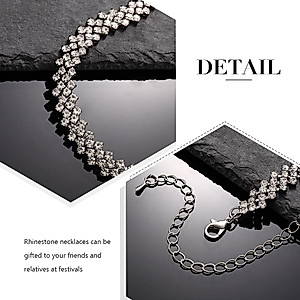JONKY Rhinestone Chokers Silver Choker NecklaceCrystal Necklaces Sparkly Neck Jewelry Prom Accessories for Women