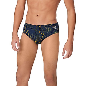 Speedo Men's Standard Swimsuit Brief Endurance+ Printed Team Colors, Galactic Navy/Gold, 38