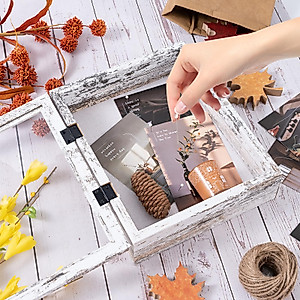 Muzilife 8x10 Shadow Box Picture Frame - 2.16" Interior Deep Wood & Glass Rectangle Display Case Ready to Hang Memory Box Baby Sports Memorabilia, Pins, Awards, Tickets, and Photos, Rustic White