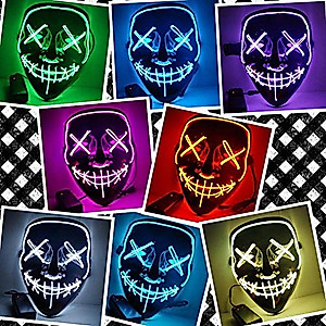 Qhome LED Light up Purge Mask for Festival Cosplay Halloween Costume Green