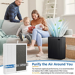 E-300L Replacement Filter Compatible with MOOKA and MOOKA FAMILY E-300L Air Purifier for Large Room, H13 True HEPA Filter, 3-Stage Filtration System, 2 Pack