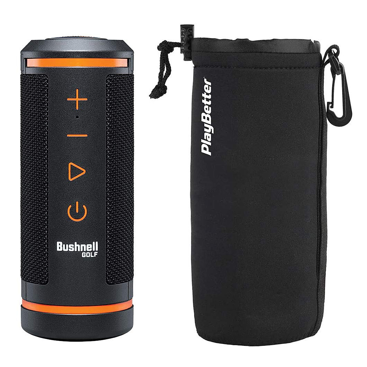 Bushnell Wingman GPS Golf Speaker Bundle - Music & Audible Distances Bluetooth Speaker for Golf Cart - Score Tracking, 3D Flyovers & 36,000+ Courses - Includes PlayBetter Protective Neoprene Pouch