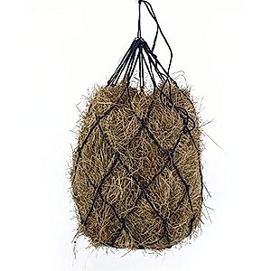 BLOOMOAK Hay Net for Horse, Black Hay Bag 40" Length and 4" Larger Holes with Metal Rings for Goat (1 PCS (40" Length & 4“ Hole)