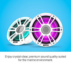 Garmin Fusion® Signature Series 3i Marine Coaxial Speakers, 7.7" 280-watt CRGBW Coaxial Sports White Marine Speakers (Pair)