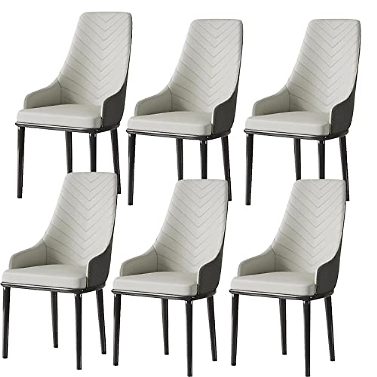 ANDGRO Kitchen Dining Room Chairs Modern Dining Chairs Set of 6 with Soft PU Leather Cover Cushion Seat and Metal Legs Living Room Side Chairs (Color : Light Grey)
