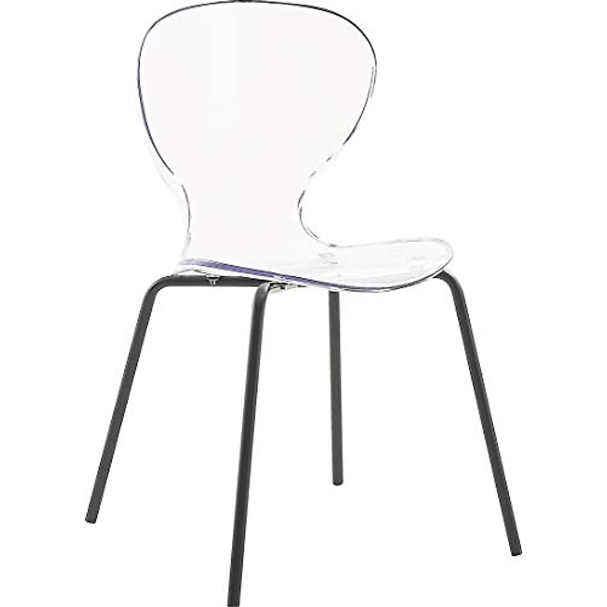 Meridian Furniture Clarion Collection Modern | Contemporary Lucite Polycarbonate Stackable Dining Chair with Sturdy Metal Legs, Set of 2, 19.5" W x 19" D x 32.5" H, Matte Black Finish