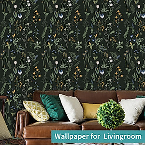 Cismmy Removable Peel and Stick Wallpaper Boho 17.5 x 118 in Floral Wallpaper for Bedroom Bathroom Easy Peel Off Wallpaper Stick on Wallpaper Contact Paper Renter Friendly Wall Paper