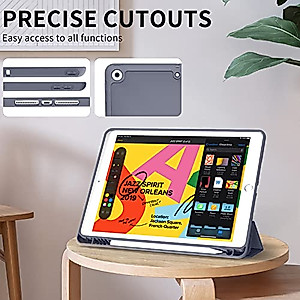 KenKe for iPad 9.7 Inch 6th / 5th Gen Case with Pencil Holder, Model A1822 / A1823 / A1893 / A1954, Trifold Stand & Soft TPU Back, Slim Protective Cover for iPad 6th Gen, Auto Sleep/Wake, Purple