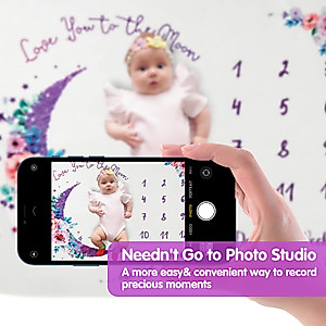 Baby Monthly Milestone Blanket, 51"x40" Newborns Month Blanket Gift for Baby Shower, Soft Plush Photo Prop Blanket for Boy&Girl, Newborn Unisex Blankets with Months