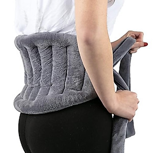 Microwave Heating Pad for Lower Back Pain Relief - Moist Heating Pad for Neck & Shoulders, Cramps, Microwavable Heating Pads 71" Ties, Heat Pack Warm Compress Heat Wrap, Flaxseed Rice Hot Bag (Gray)